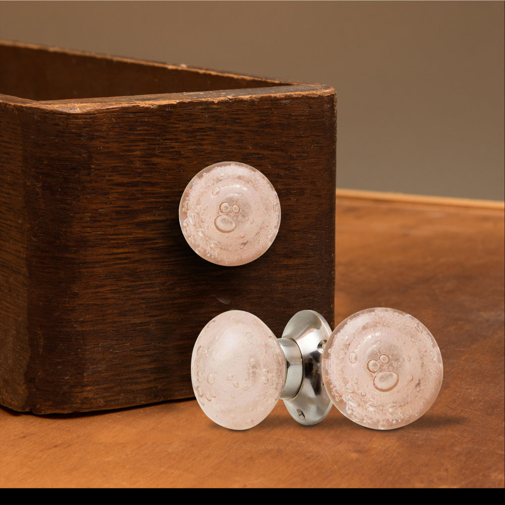 Bubble Glass Mortice Knobs Pink | Trinca Ferro