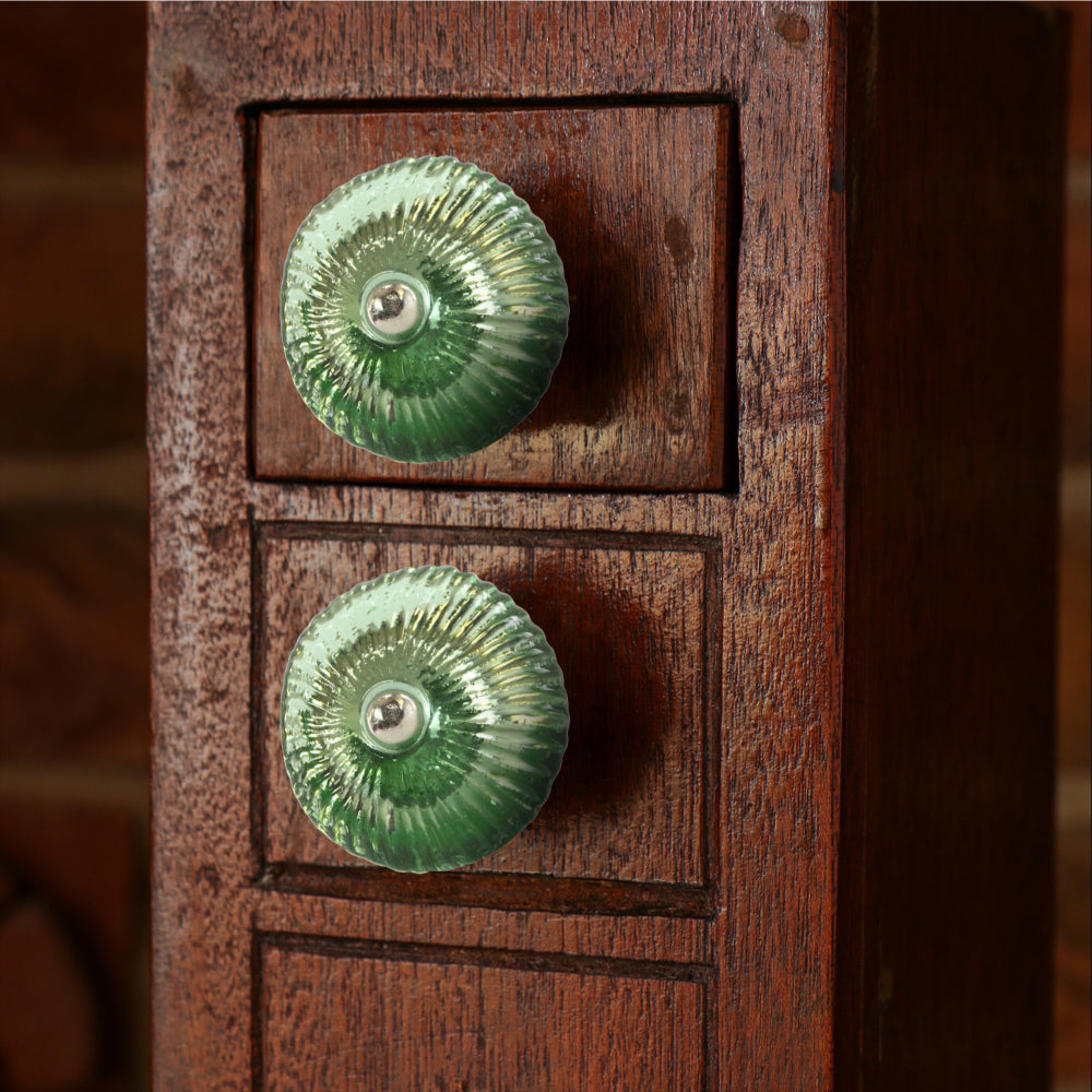 Buy Ribbed Glass Round Knob Multipack Green | Trinca Ferro