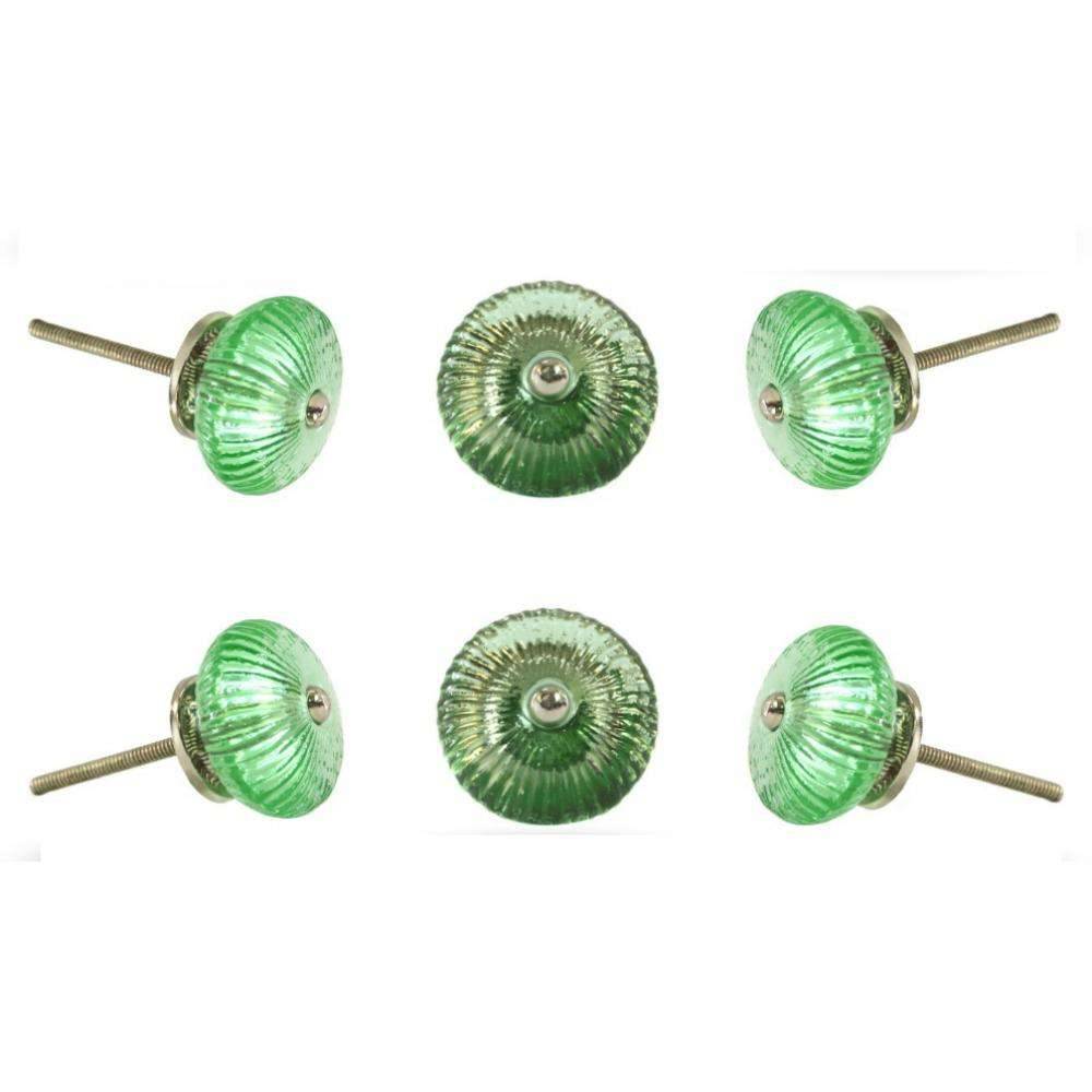 Buy Ribbed Glass Round Knob Multipack Green | Trinca Ferro