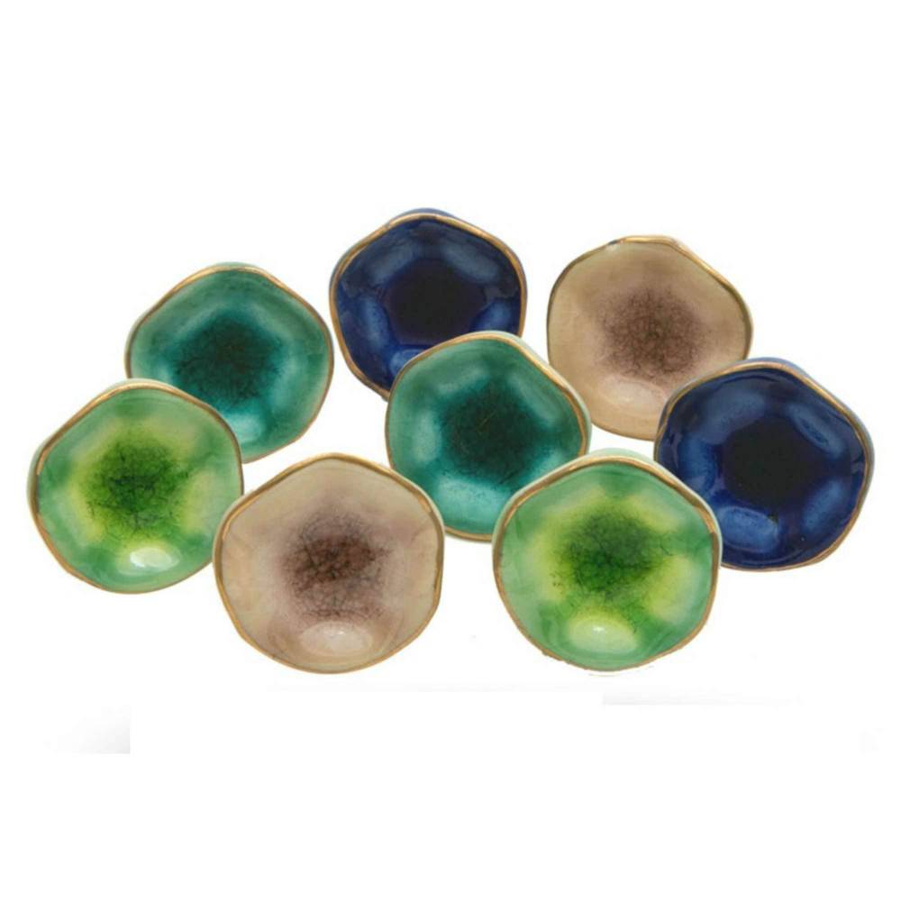 Set of 8 Mixed Colour Ceramic Jordan Crackle Knobs | Trinca Ferro